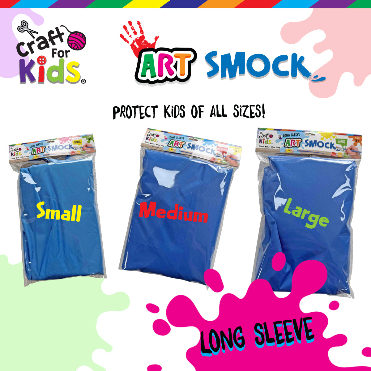 Long Sleeve Art Smock - Medium 60cm(W) x 67cm(L) – BMS Brands