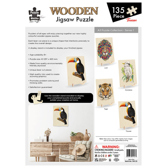 135 Piece Wooden Jigsaw Puzzle, Toucan (A3 Series) – BMS Brands