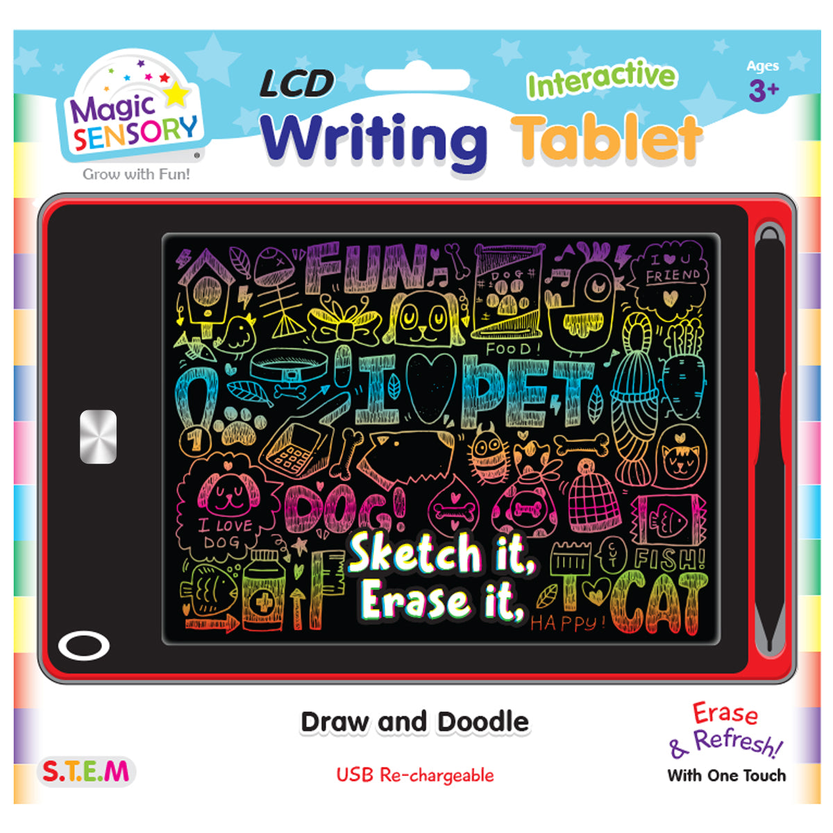 Interactive LCD Writing Tablet - Red Pet (USB Rechargeable) – BMS Brands