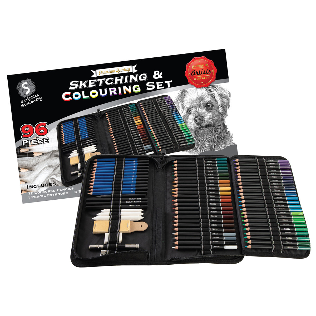 96 Piece Sketching and Colouring Set – BMS Brands
